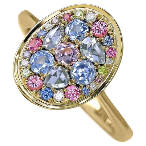 White Yellow Pink Diamond Blue Sapphire Pink Spinel Starstruck Ring
