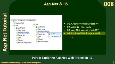 Asp Net And Iis Part 4 Create Aspnet Project In Iis Asp Net C Tutorial 008 Youtube
