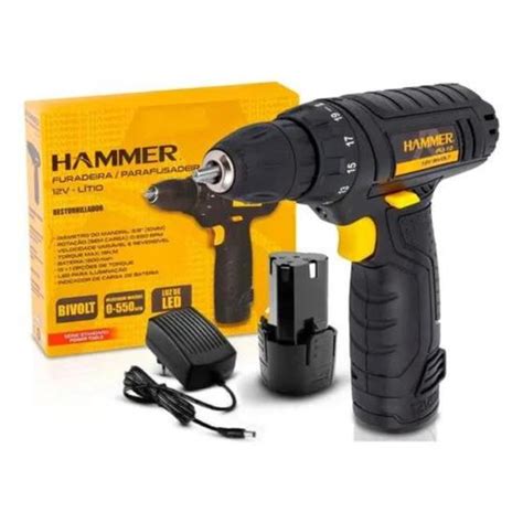 Furadeira Parafusadeira 12v Lítio C kit Bivolt Pli 10 Hammer
