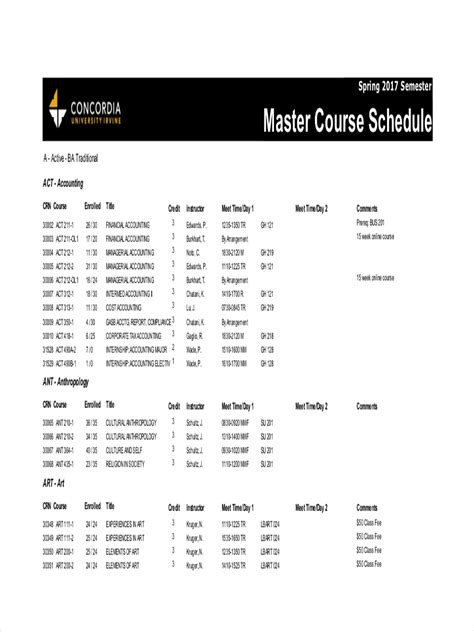 8 Master Schedule Examples To Download