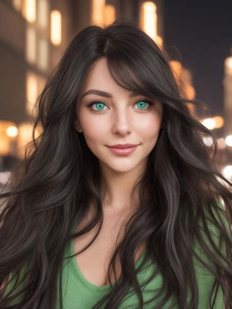 Premium Ai Image Beautiful Woman With Black Hair And Blue Eyes