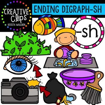 Ending Digraphs SH Words Creative Clips Digital Clipart TpT