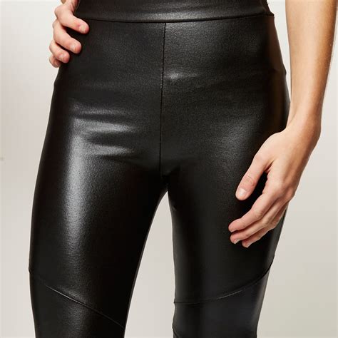River Island Black Leather Look Coated Biker Leggings Lyst