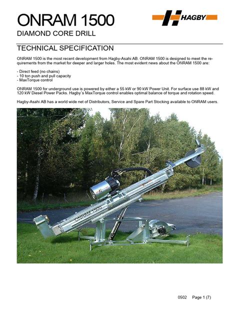 Technical Spec Onram 1500 0502 Eng Pdf Drill Pump