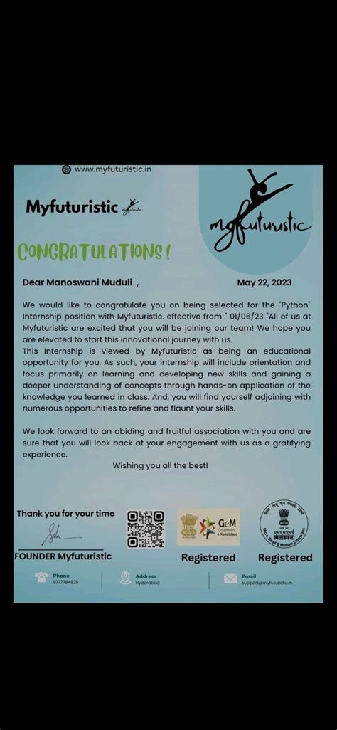 Manoswani Muduli On Linkedin 📍excited To Share That I Have Been Selected As A Python Intern At