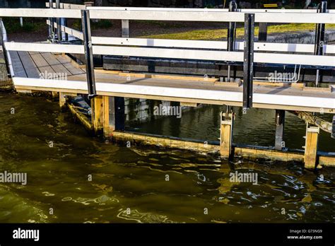 Canal Lock At Gota Canal Higher Water Level In Front Of Lock Than