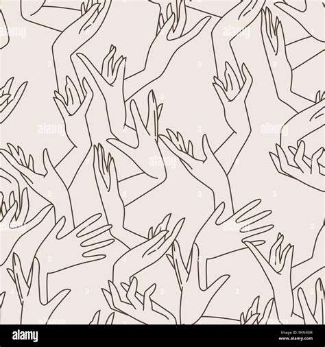 Vector Seamless Pattern Of Graceful Female Hands Intertwined Stock