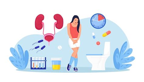 Premium Vector Woman With Bladder Disease Incontinence Urinary Tract