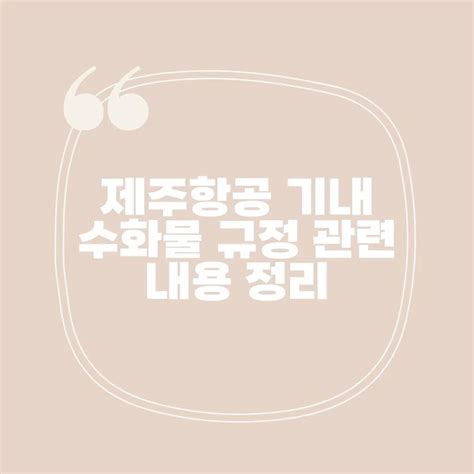 제주항공 기내 수화물 규정 총정리