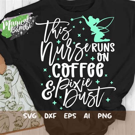 This Nurse Runs On Coffee And Pixie Dust Svg Mouse Ears Svg Bow Mouse