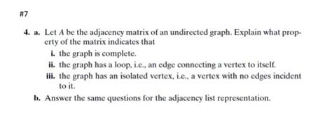 solved 4 a let a be the adjacency matrix of an undirected