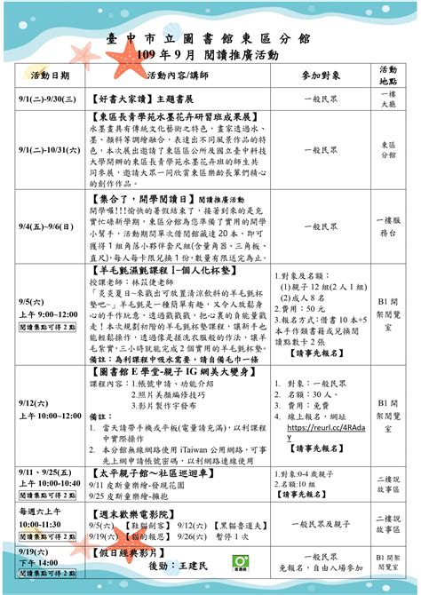 臺中市立圖書館東區分館 📣📣9月份活動表出爐囉！！ 📣📣 好書大家讀 東區長青學苑水墨花卉研習班成果展