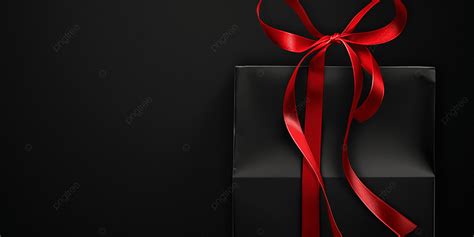우아한 선물을 위한 굵은 빨간색 리본이 달린 고급 선물 상자 선물 상자 검은색 빨간 리본 배경 일러스트 및 사진 무료 다운로드 Pngtree