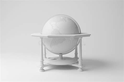 White Celestial Globe On White Background In Grayscale And Minimalism
