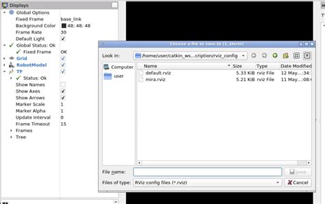 Unable To Save Config In Rviz Urdf For Robot Modeling The Construct
