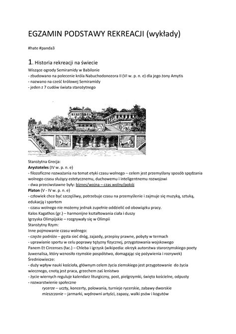 Egzamin 2017 Pytania I Odpowiedzi EGZAMIN PODSTAWY REKREACJI