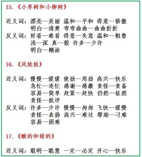 太棒了小學二年級近義詞反義詞匯總建議人手一份 每日頭條