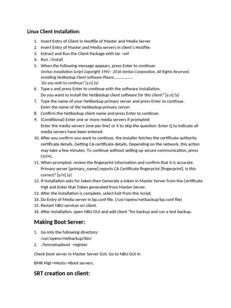 Nbu Linux Client Installation Pdf Booting Server Computing