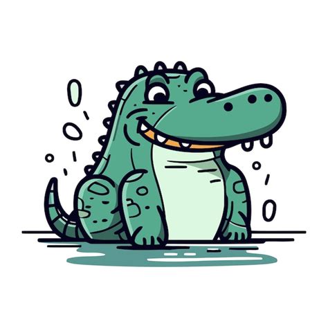 Premium Vector Cute Crocodile Vector Illustration Cute Cartoon Crocodile