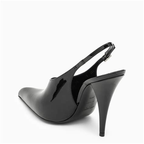 Saint Laurent Mule Nico Noire En Cuir Verni Thedoublef