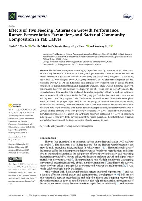Pdf Effects Of Two Feeding Patterns On Growth Performance Rumen