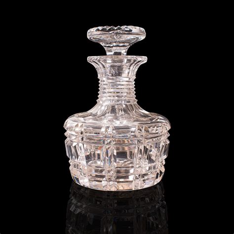 Antique Edwardian English Glass Sherry Decanters Set Of 2 For Sale At