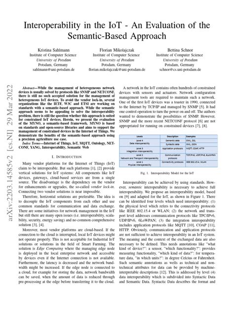 interoperability in the iot an evaluation of the semantic based