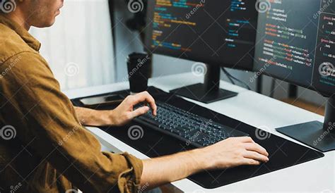 it developer with stressful overworked in creating online software code