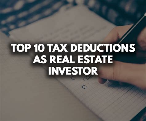 Top 10 Tax Deductions As A Real Estate Investor Real Estate Tax Tips