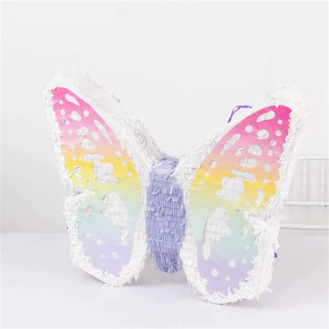 White Lilac Paper Butterfly Pinata 23x19 Efavormart