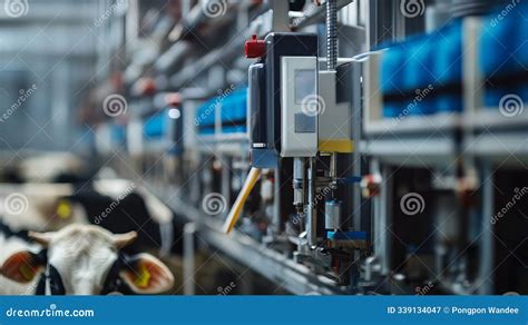 Robotic Milking System In A Dairy Farm Setting Stock Illustration