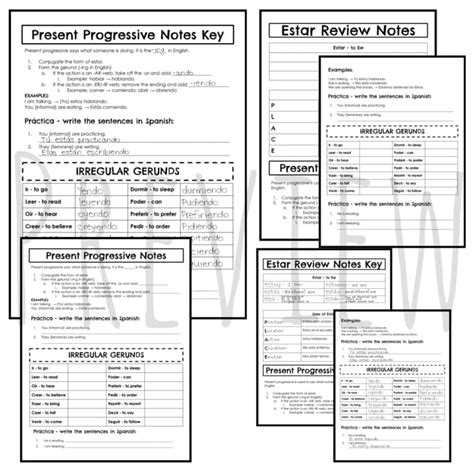 Spanish Present Progressive Guided Notes Handout By Profe L Tpt