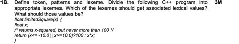 1b Define Token Patterns And Lexeme Divide The