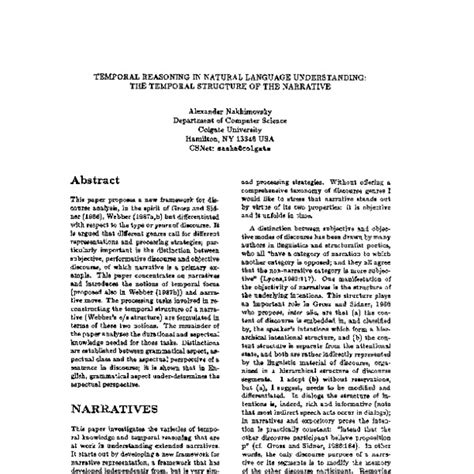 Temporal Reasoning In Natural Language Understanding The Temporal