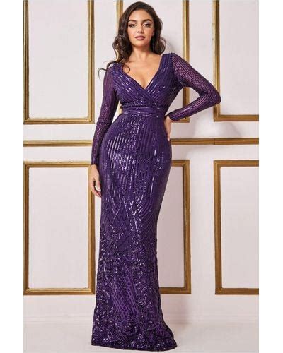 Purple Sequin Wrap Dresses For Women Up To 70 Off Lyst