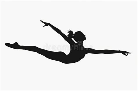 A Black Silhouette Of A Female Gymnast Stock Illustration
