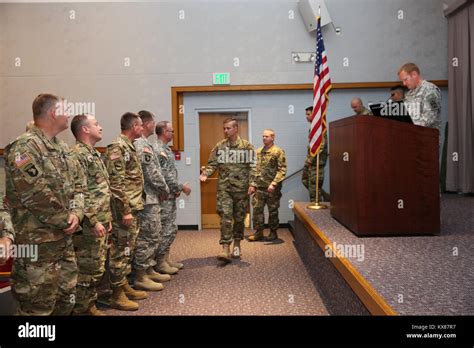 Us Army National Guard Awards And Promotion Presentation Ceremony Stock