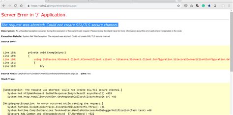 Xconnect The Request Was Aborted Could Not Create SSL TLS Secure