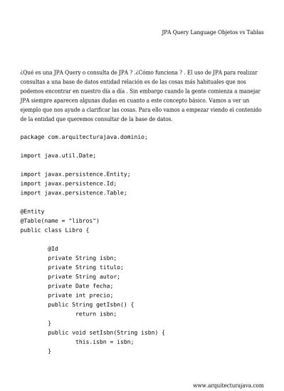JPA Query Language Objetos Vs Tablas