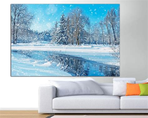 Winter Landscape Canvas Print Snow Covered Trees Ready To Hang Etsy