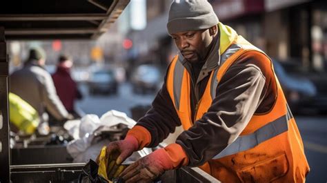 Focused Sanitation Worker On Street Premium Ai Generated Image