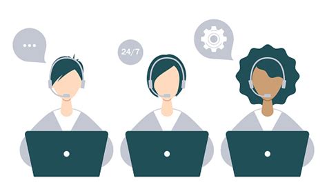 헤드셋 및 랩톱 서비스를 이용하는 고객 서비스 근로자 또는 컴퓨터에서 고객과 상담 부동산 중개업자에 대한 스톡 벡터 아트 및 기타 이미지 부동산 중개업자 컴퓨터 콜