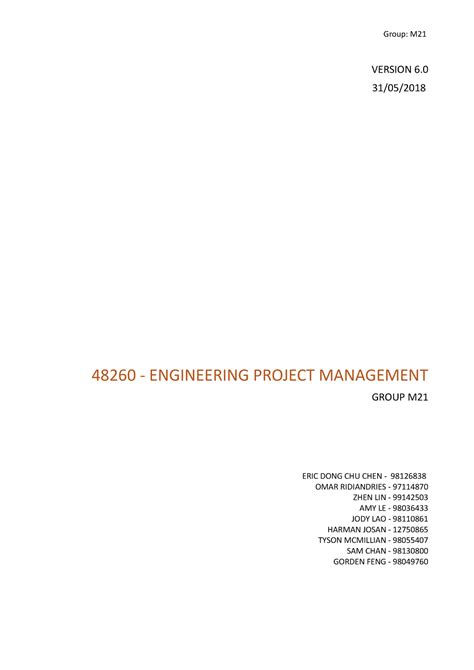 EPM Report Final EPM Report Final Group M21 VERSION 6 48260 ENGINEERING PROJECT MANAGEMENT