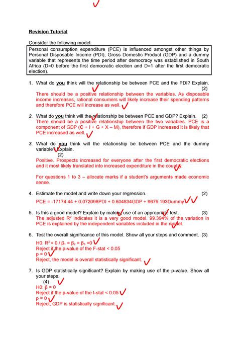 Revision Tutorial Memo EKN3B UJ Studocu
