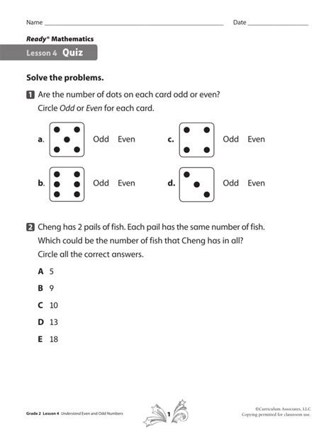 Even And Odd Numbers Quiz Gulfport School District