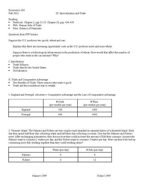 ECON 200 FALL 2022 Outline 3 Trade Economics 200 Fall 2022 III