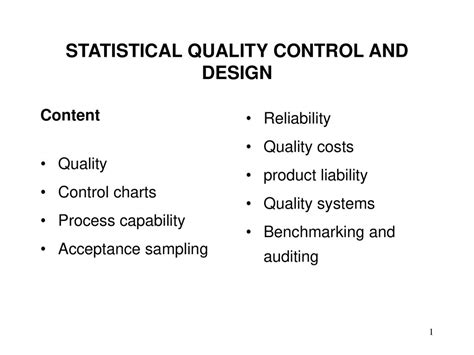 Statistical Quality Control And Design Ppt Download