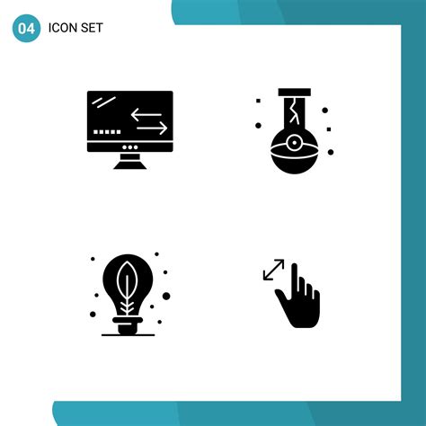 User Interface Pack Of 4 Basic Solid Glyphs Of Cloud Earth Technology Flask Bulb Editable Vector