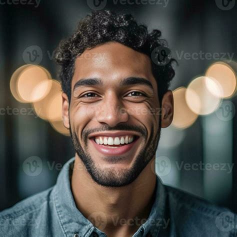 Indoor Portrait Of Cheerful Playful Young Afro American Man In Good