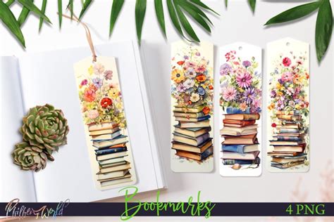 Floral Bookmarks Flowers And Books